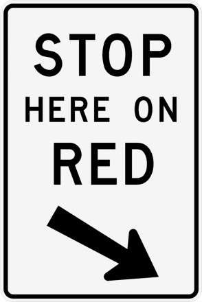 Stop Here On Red w/ Right Arrow | Decker Supply