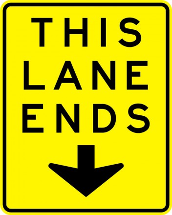 This Lane Ends w/ Down Arrow | Decker Supply